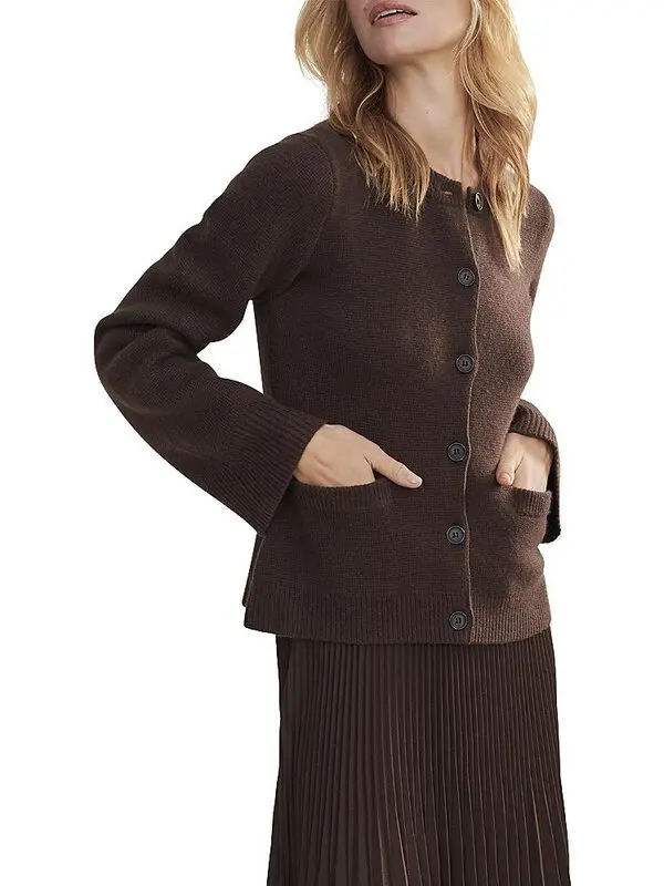 Jenni Kayne Cooper Wool Blend Cardigan Sweater - Chocolate