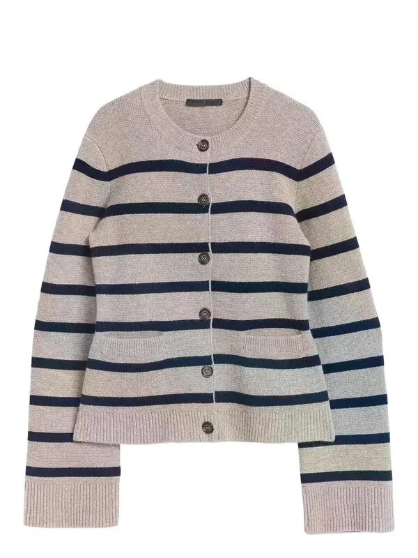 Jenni Kayne Cooper Wool Blend Cardigan Sweater - Taupe/navy