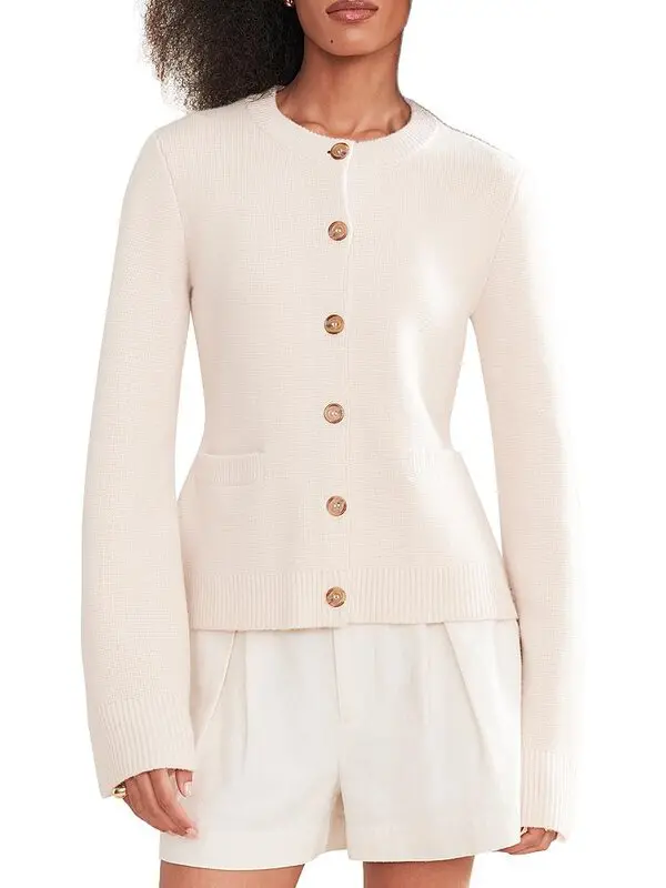 Jenni Kayne Cooper Wool Blend Cardigan Sweater - Warm Ivory