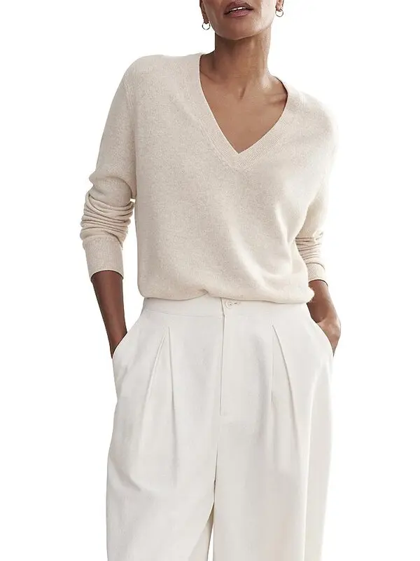 Jenni Kayne Flynn Cashmere V-neck Sweater - Oatmeal