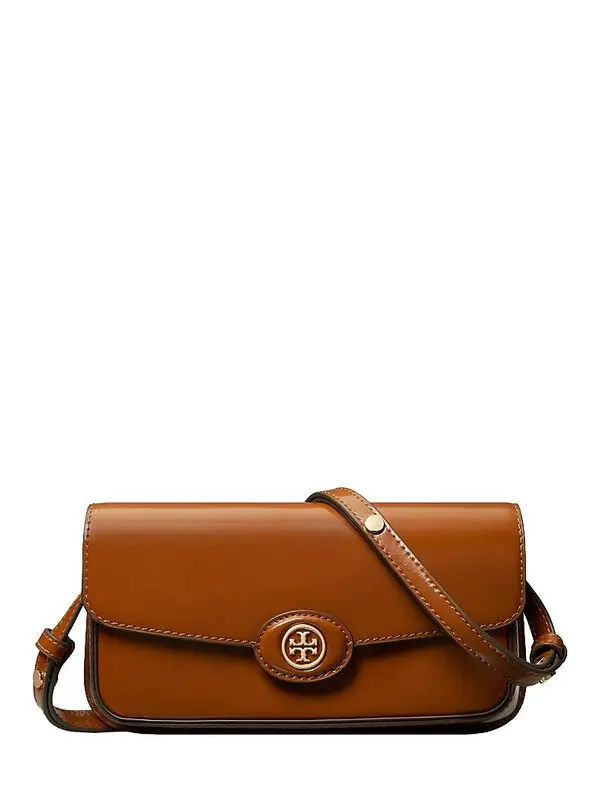 Tory Burch Robinson Spazzolato East/west Shoulder Bag - Dark Sienna/gold