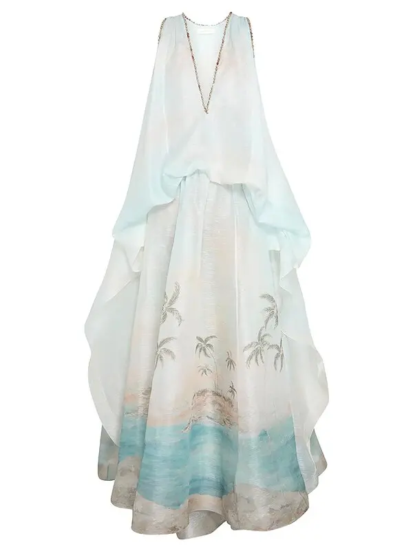 Zimmermann Illuminate Plunge Gown - Light Blue