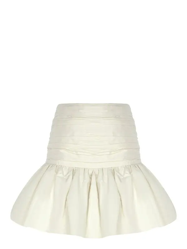 THE NEW ARRIVALS ILKYAZ OZEL Lina Ruched Silk-taffeta Mini Skirt - White