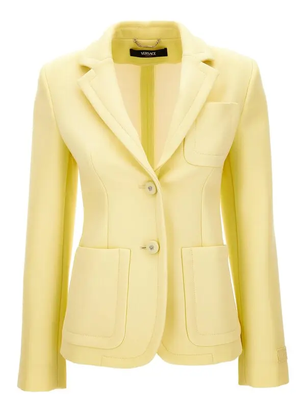 Versace Bonded Scuba Wool-blend Blazer - Yellow