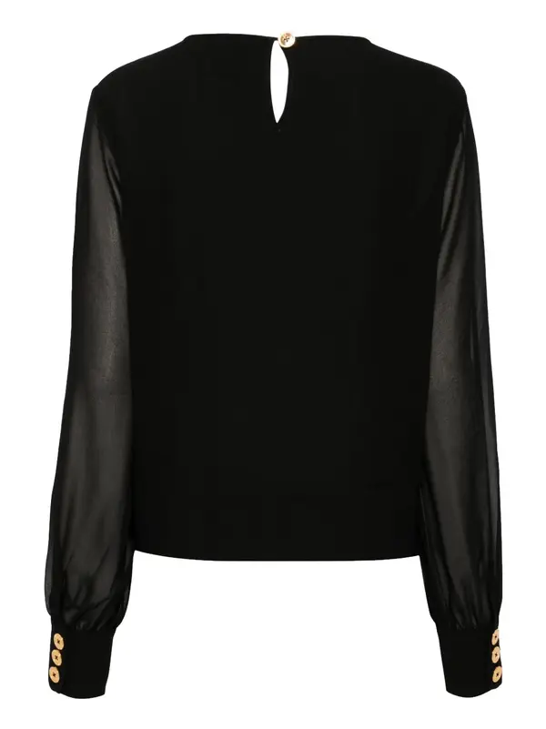 EDWARD ACHOUR PARIS Pleat-detailing Semi-sheer Blouse - Black