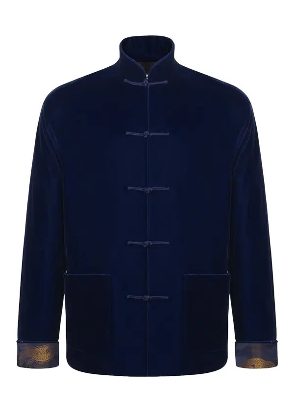 Shanghai Tang Velvet Dragon-jacquard Jacket - Blue