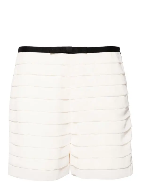 EDWARD ACHOUR PARIS Bow-detail Pleated Shorts - White