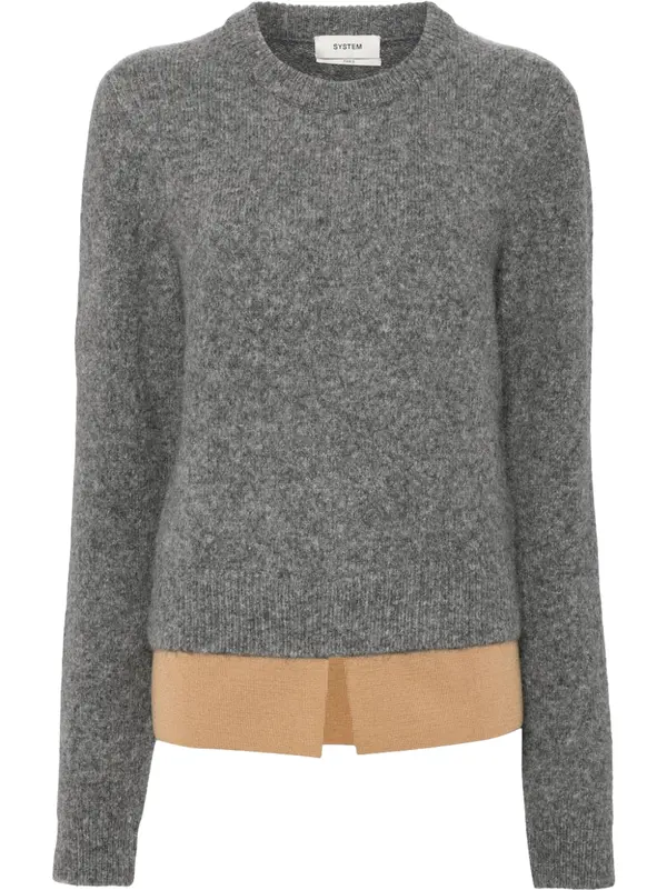 SYSTEM Layered Knit Top - Grey