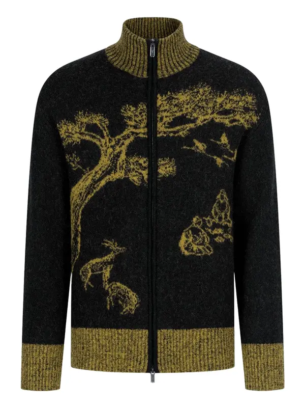 Shanghai Tang Jacquard Cardigan - Black