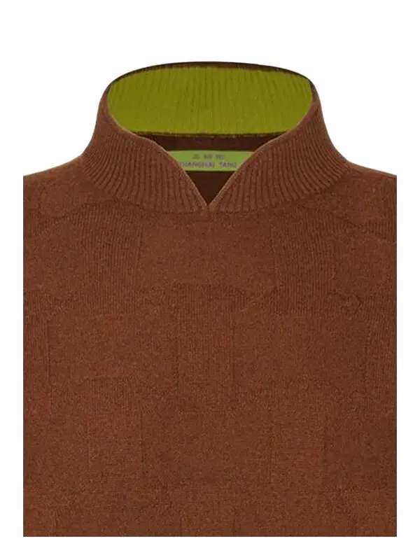 Shanghai Tang Silver Ingot Jacquard Jumper - Brown