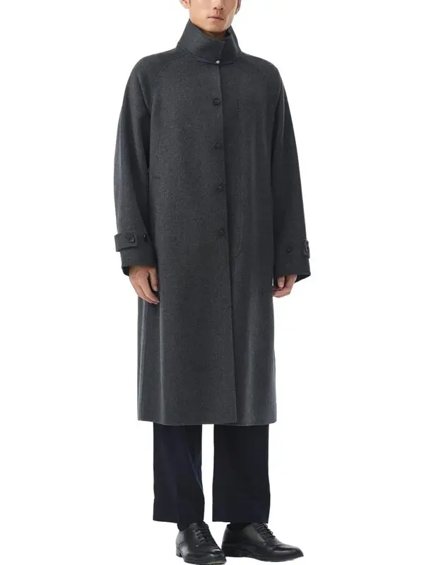 Shanghai Tang Mandarin-collar Cashmere Coat - Black