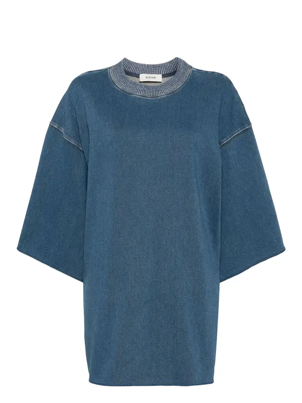 SYSTEM Denim Jersey Top - Blue