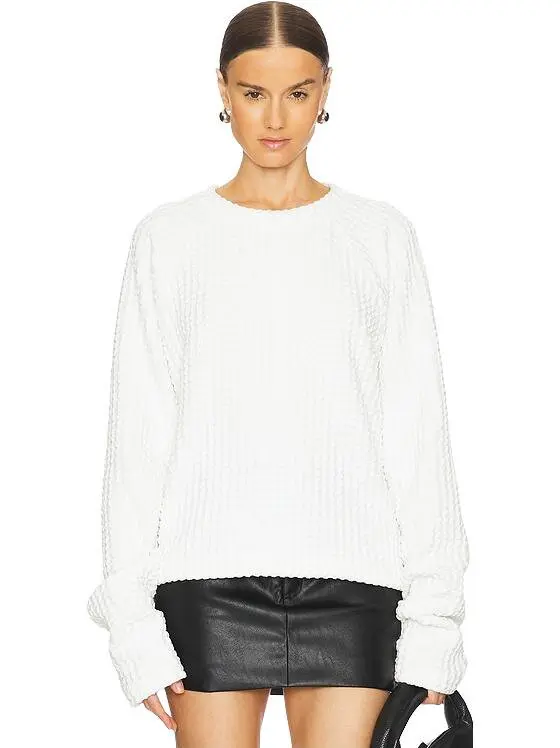 Norma Kamali Oversized Raglan Sleeve Top With Tube Scarf - Snow White