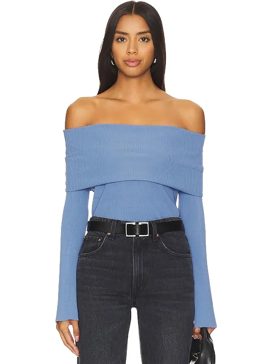 NIA Palmer Off-the-shoulder Sweater - Slate Blue