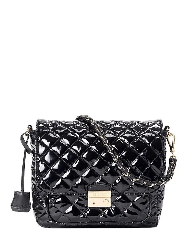 Mz Wallace Crosby Lock Medium Crossbody - Black Lacquer/light Gold