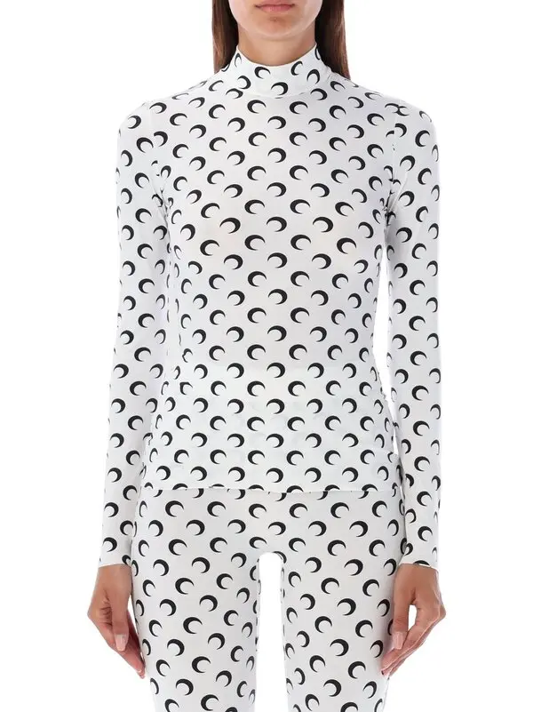 MARINE SERRE Moonprint Long Sleeve Top - White