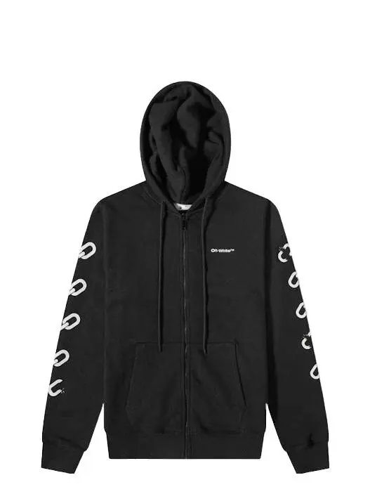 Off-White Chain Arrow Slim Zip Hoodie - Black