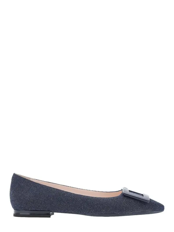 ROGER VIVIER Gommettine Denim Flats - Blue