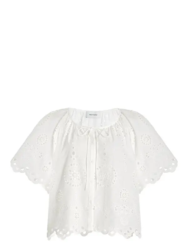Matteau Broderie Anglaise Cotton Blouse - White