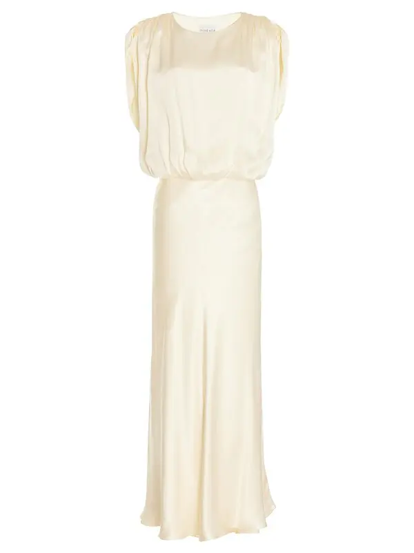 MORE NOIR Victoria Satin Maxi Dress - Ivory