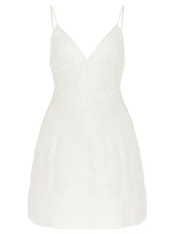 MORE NOIR Mona Ruched Cotton-silk Voile Mini Dress - White