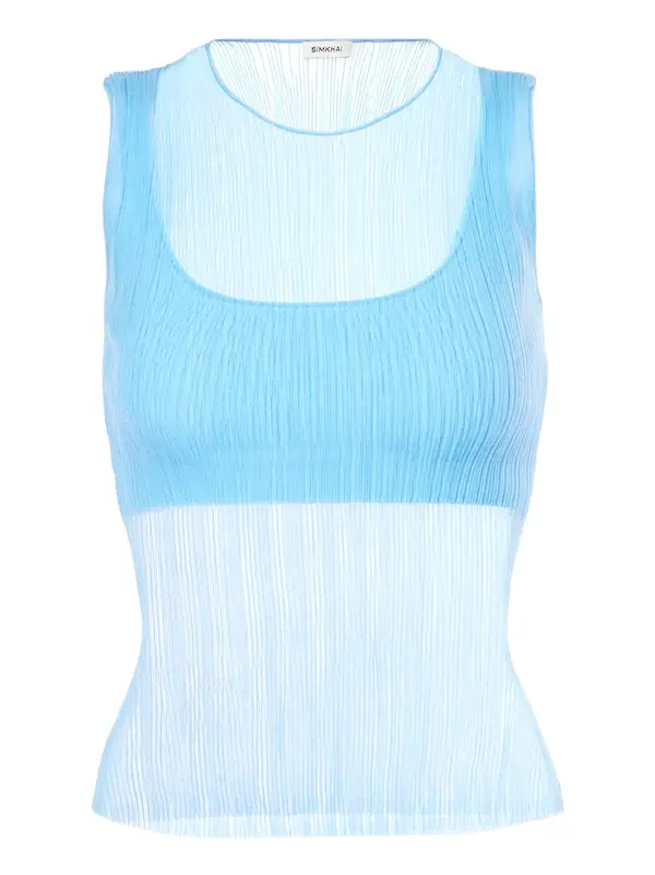 Simkhai Oakley Sheer Tank Top - Blue