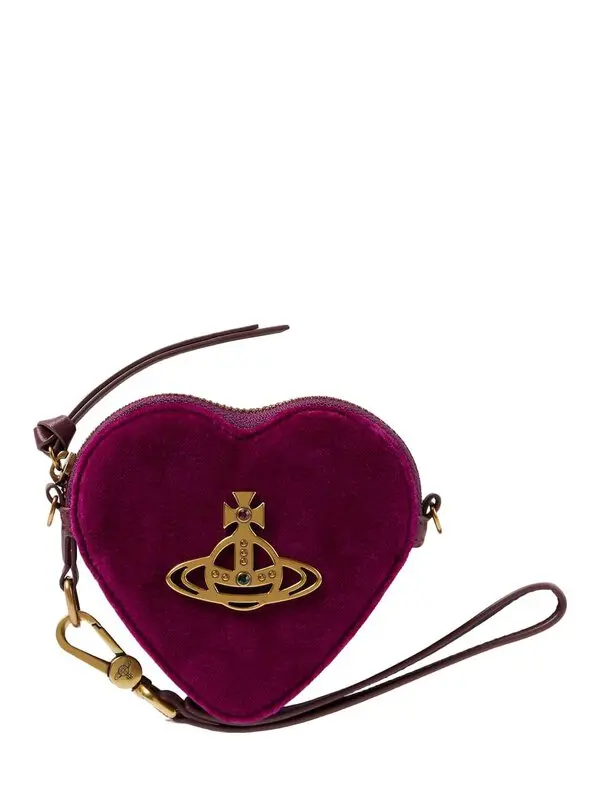 VIVIENNE WESTWOOD Heart Velvet Coin Purse With Strap - Purple