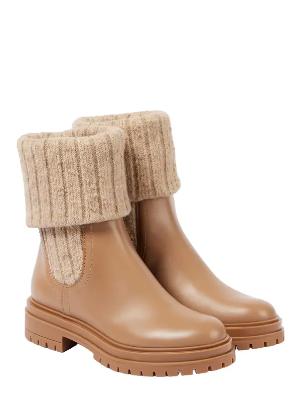 GIANVITO ROSSI Tenney Leather Chelsea Boots - Beige