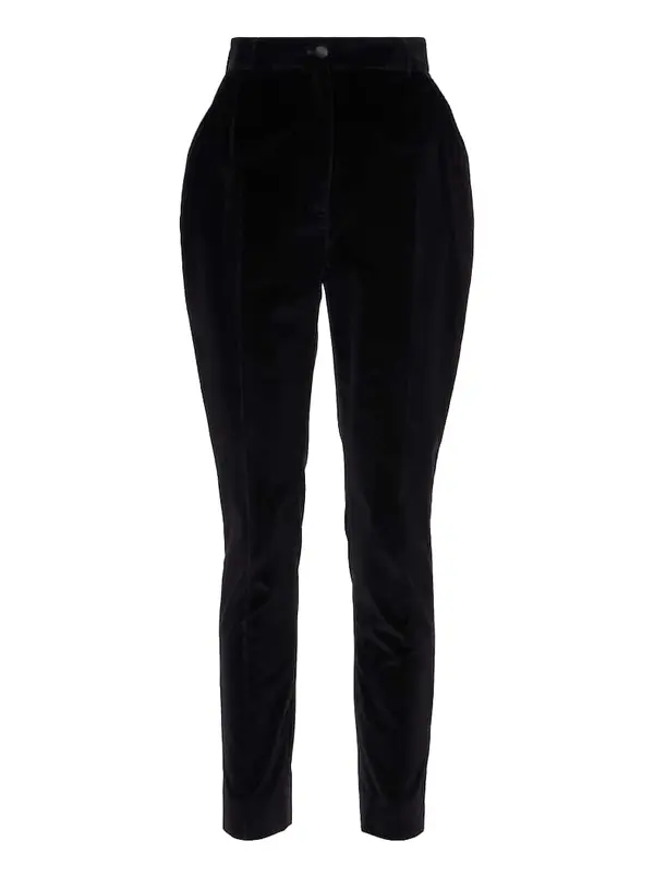 Dolce & Gabbana High-rise Velvet Tuxedo Pants - Black