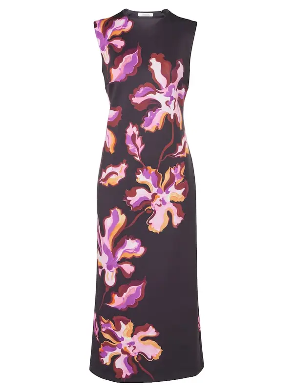 Dorothee Schumacher Floral Neoprene Midi Dress - Black