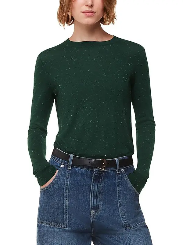 Whistles Annie Sparkle Crewneck Top - Dark Green