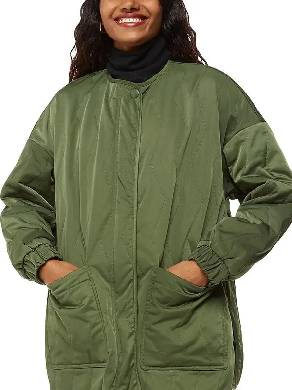 Whistles Petites Esther Quilted Coat - Khaki