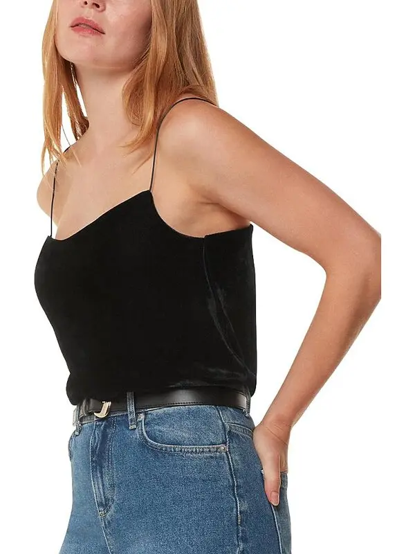 Whistles Velvet Cowl Neck Cami Top - Black