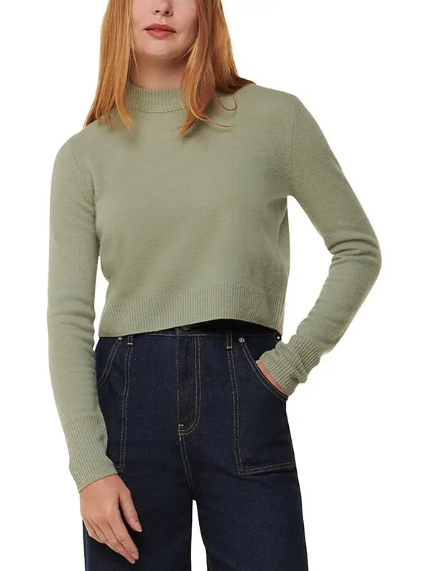 Whistles Wool Cropped Sweater - Sage Green
