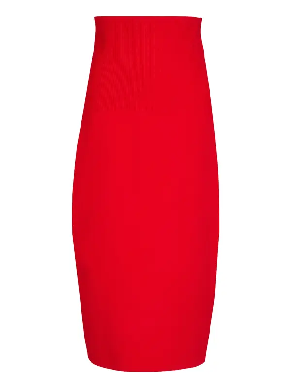 Victoria Beckham Stretch-knit Pencil Midi Skirt - Red