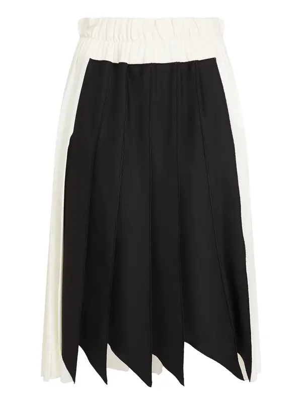 Victoria Beckham Two-tone Pleated Silk Skirt - Black