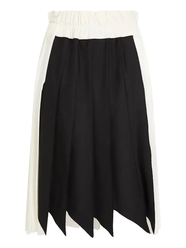 Victoria Beckham Two-tone Pleated Silk Skirt - Black
