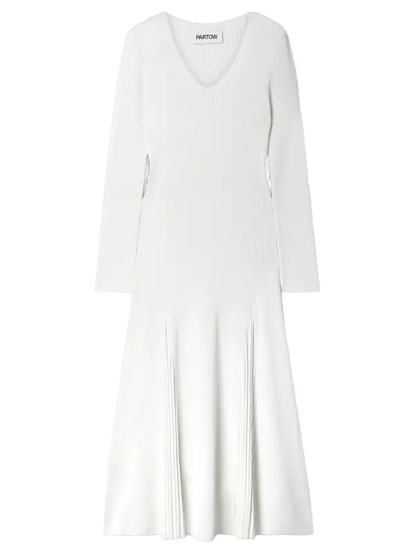 Partow Maddox Ribbed-knit Midi Dress - Off-white