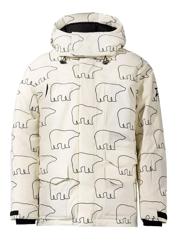 Perfect Moment Max Down Parka Jacket - White-black-bear-print
