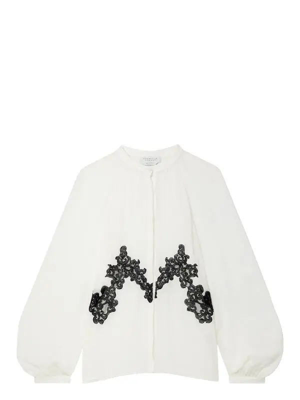 Gabriela Hearst Yately Lace-trimmed Blouse - Neutrals