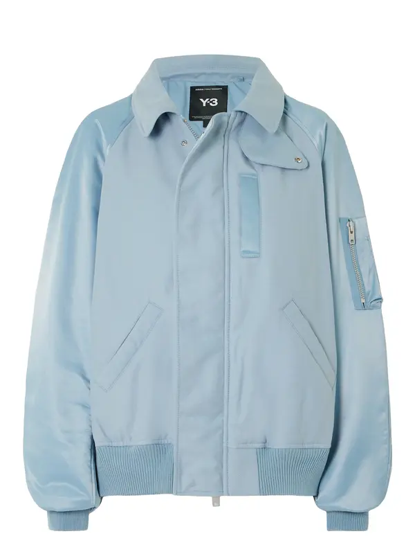 ADIDAS ORIGINALS Y-3 Sateen And Flannel Bomber Jacket - Blue
