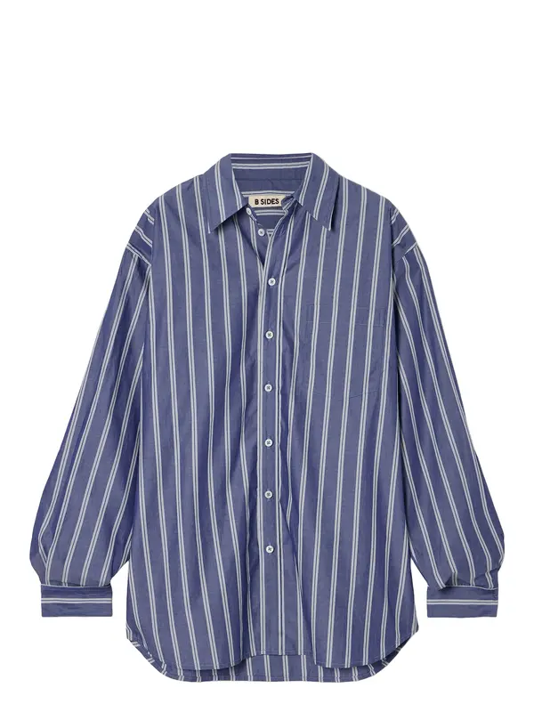 B Sides Nolan Striped Cotton-poplin Shirt - Blue