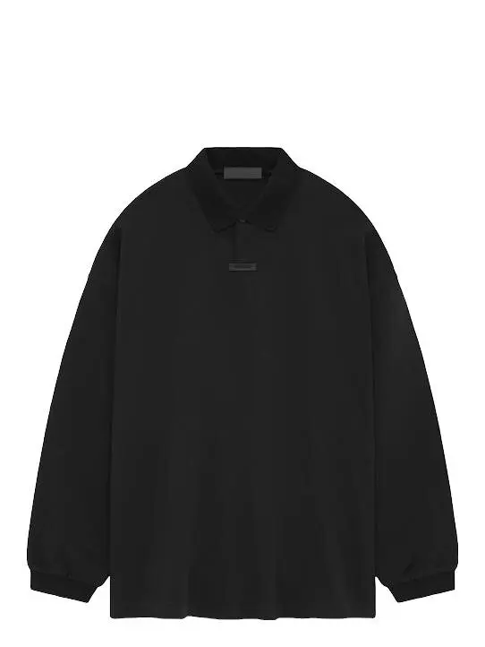 Fear Of God Essentials Pique Long Sleeve Polo Shirt - Black