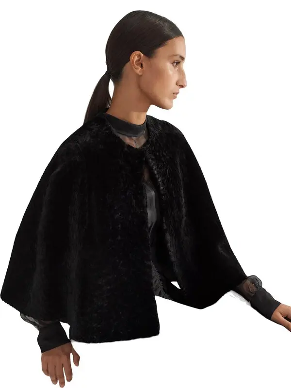 ME+EM Luxe Shearling Cape - Black