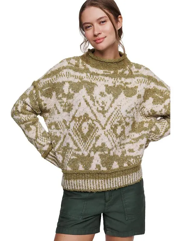 PILCRO Relaxed Roll-neck Sweater - Green Pattern