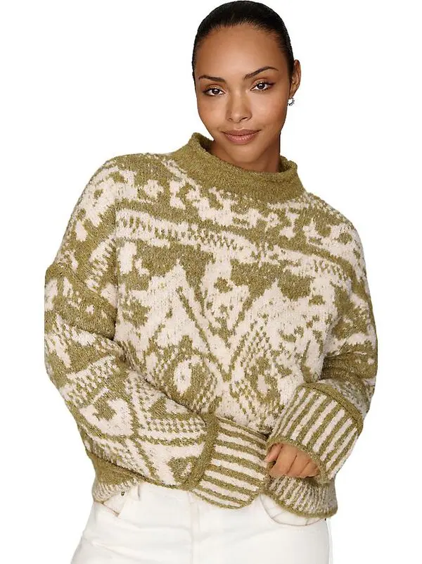 PILCRO Relaxed Roll-neck Sweater - Green Pattern