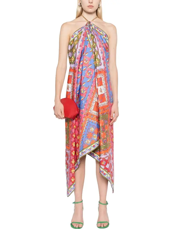 Emilio Pucci Festa-print Silk Midi Dress - Orange
