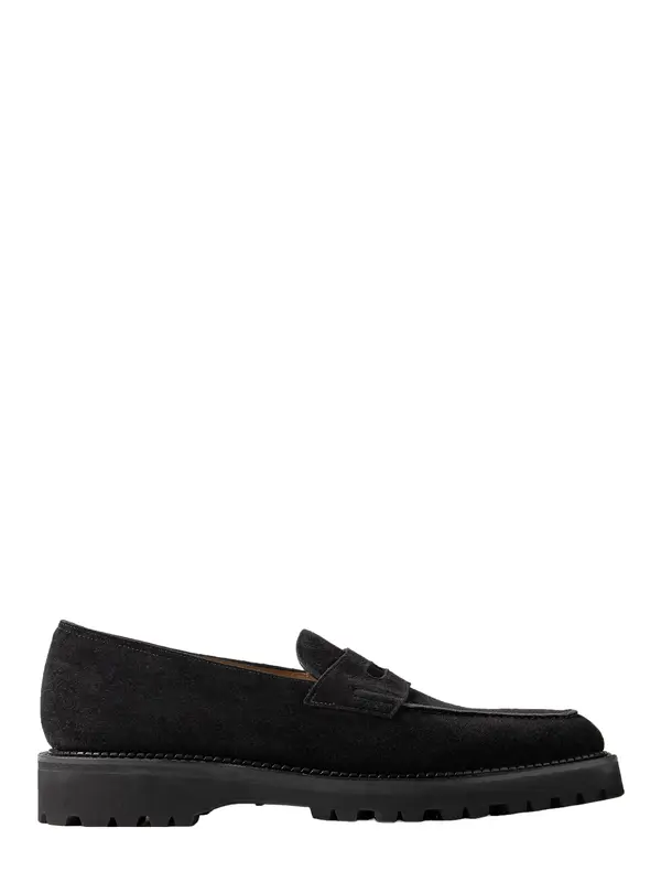 John Lobb Lopez New Standard Suede Penny Loafers - Black