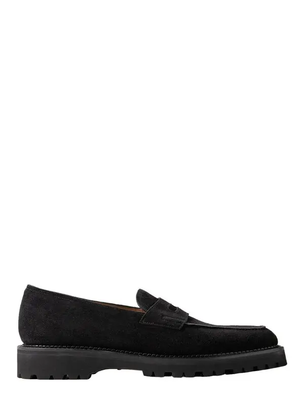 John Lobb Lopez New Standard Suede Penny Loafers - Black