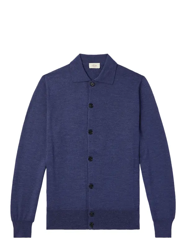 Altea Slim-fit Wool Cardigan - Blue